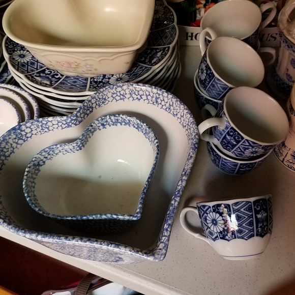 Dining | Heart Shaped Bowl Sets Blue White Or Cream | Poshmark